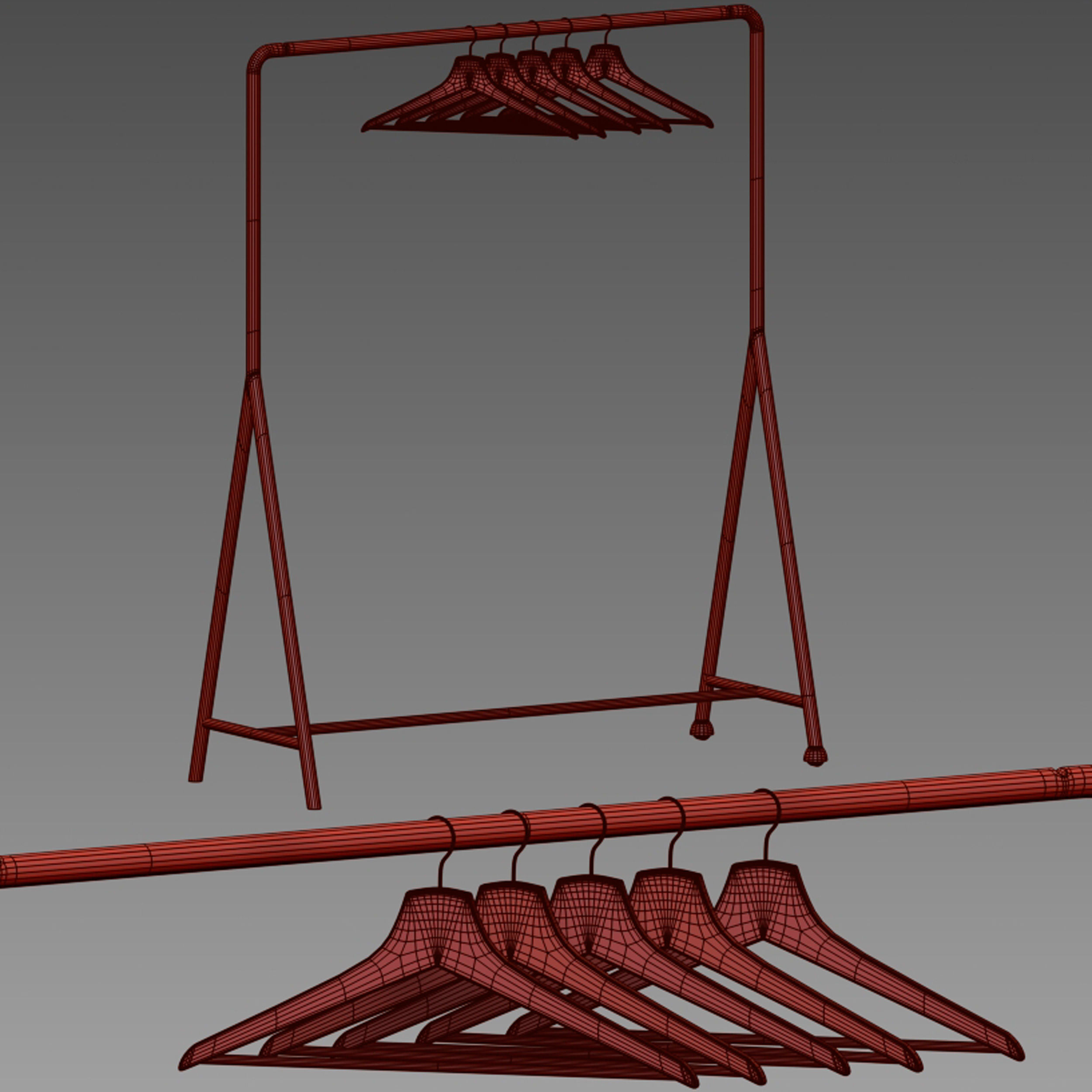Metal hanger with hangers 3D model | CGTrader