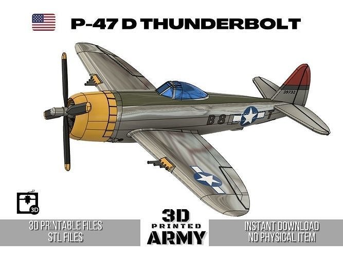 Republic P-47 D Thunderbolt- STL files-3D printing 3D model 3D printable | CGTrader