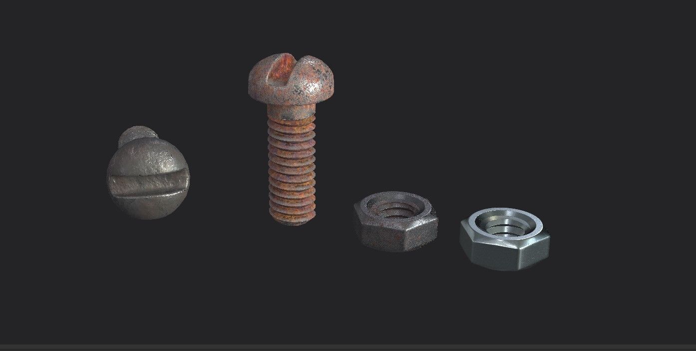 Rusted Bolts and Nuts free 3D model | CGTrader