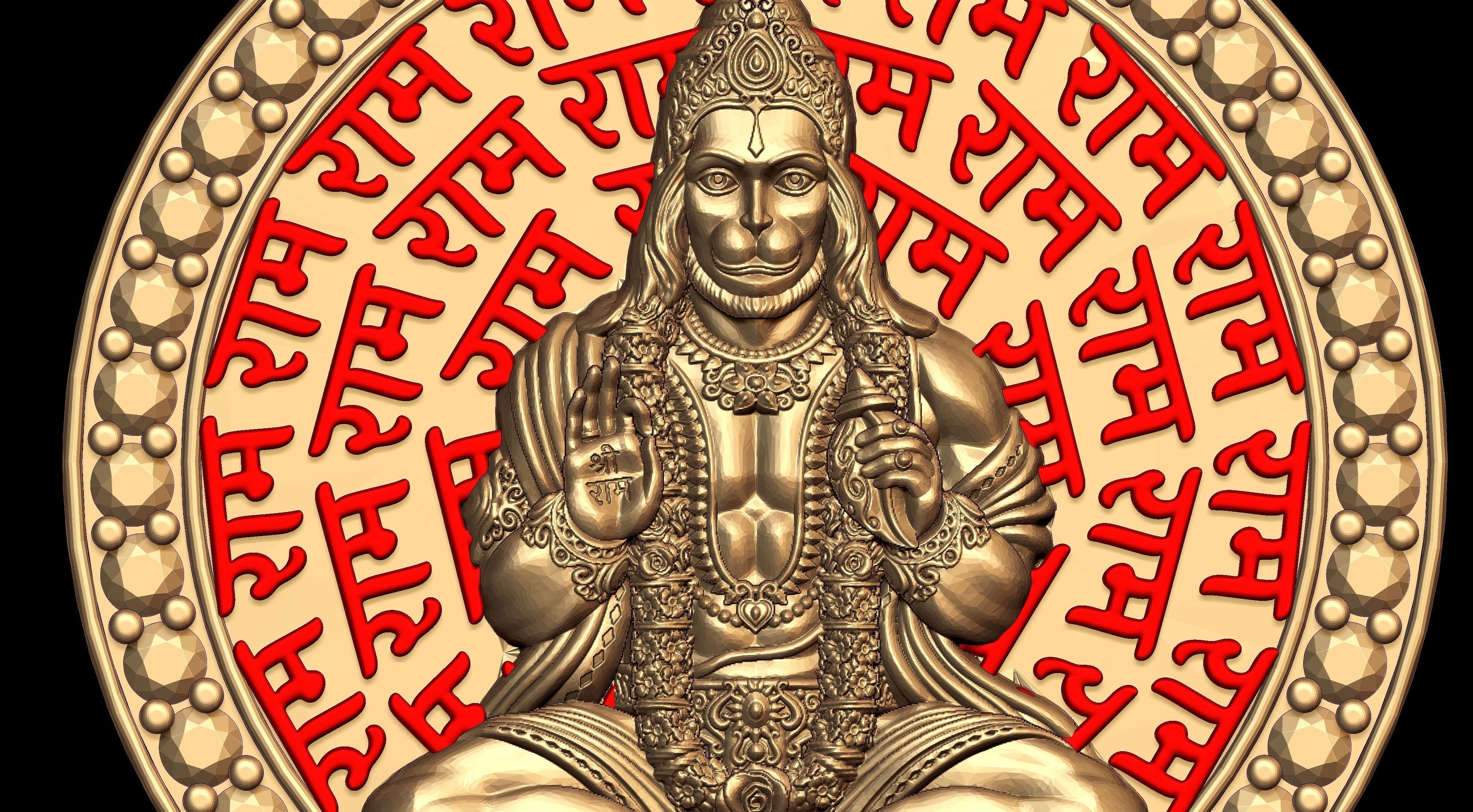 Hanuman Ji Bas Relief 3D Pendant 3D model 3D printable | CGTrader