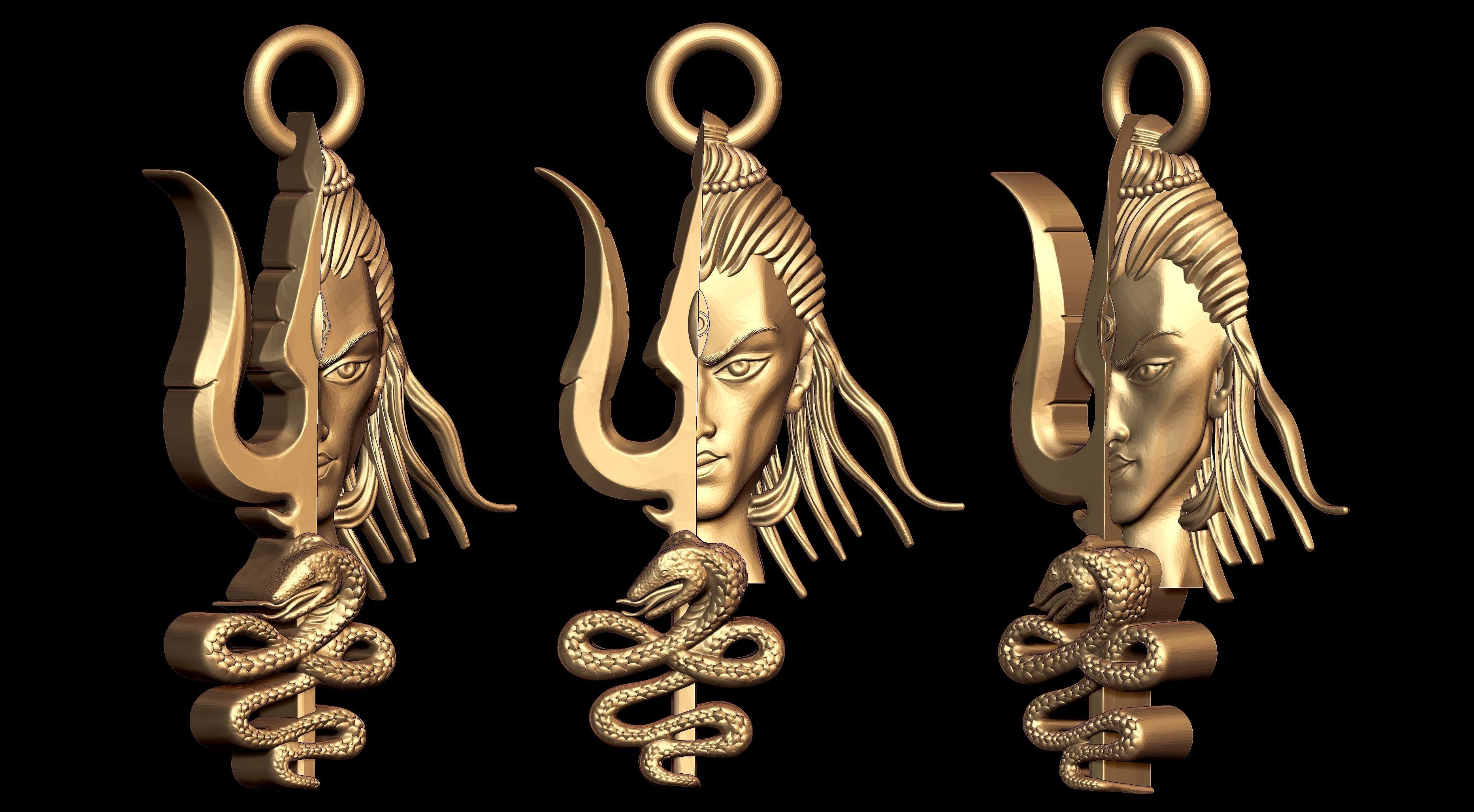 Shivji Trishul Face Pendant 3D model 3D printable | CGTrader