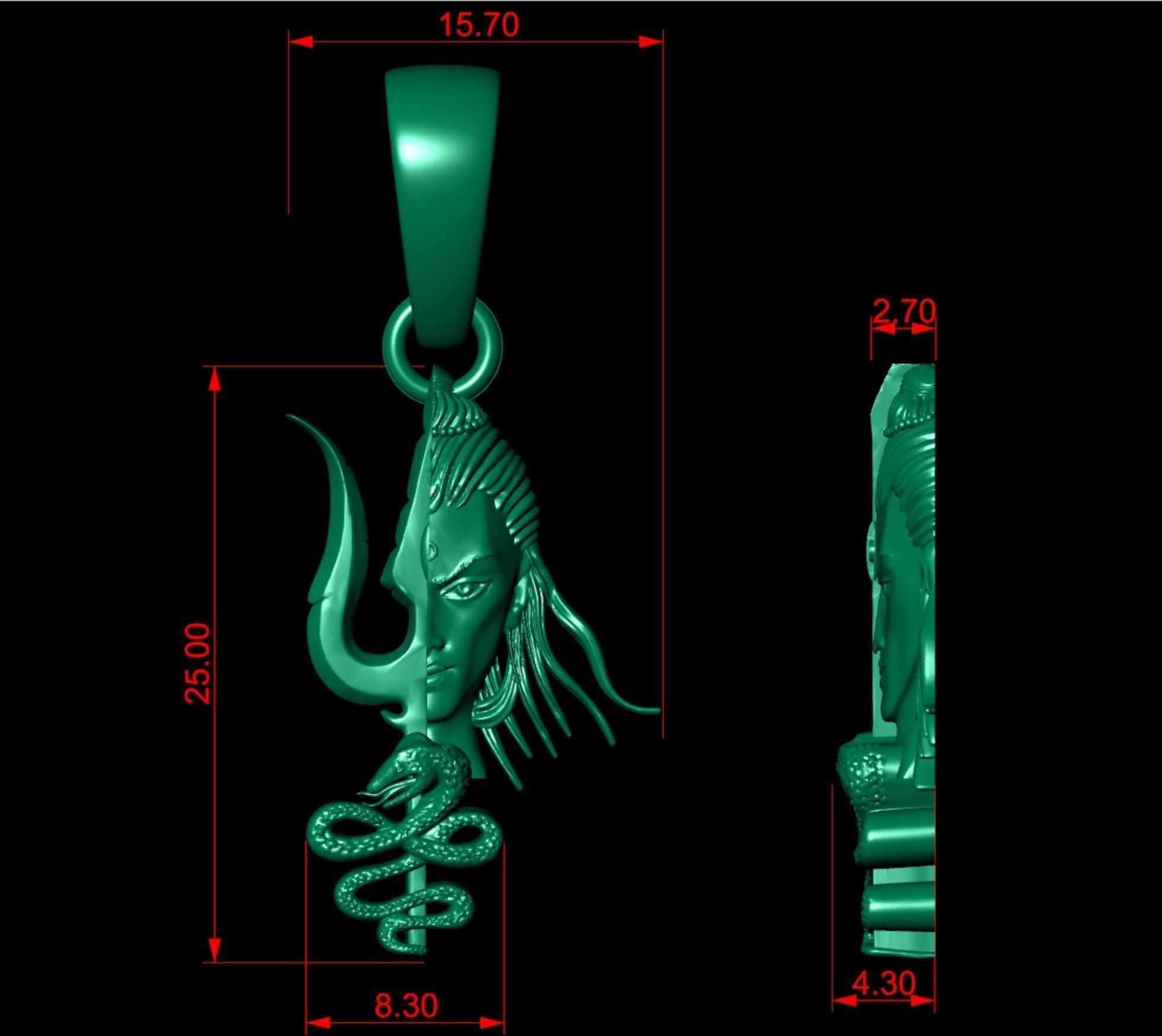 Shivji Trishul Face Pendant 3D model 3D printable | CGTrader