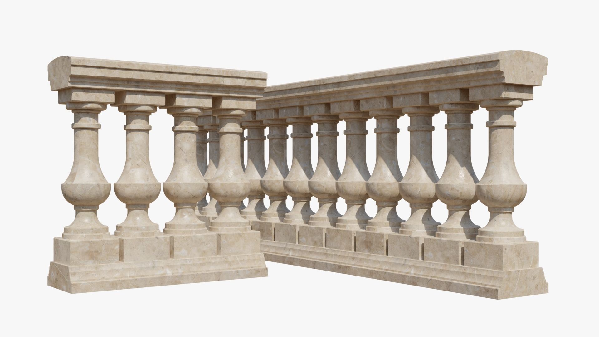 Balustrades stone wall with decorative carvings 3D model | CGTrader