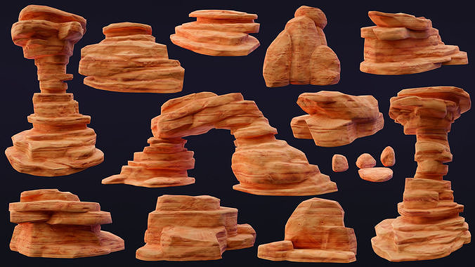 3D model Stylized Rock Desert collection 15 Low-poly 3D model VR / AR ...