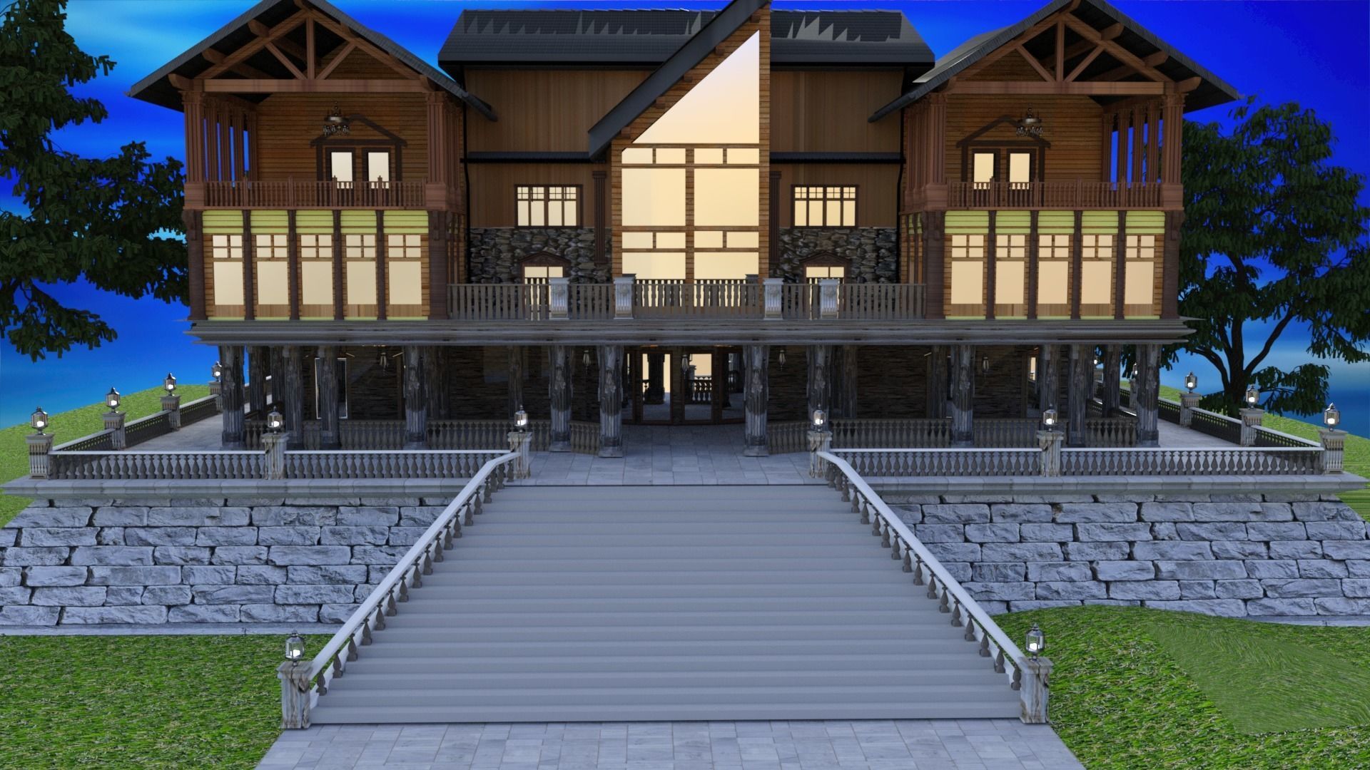 Wooden Villa 3D model | CGTrader