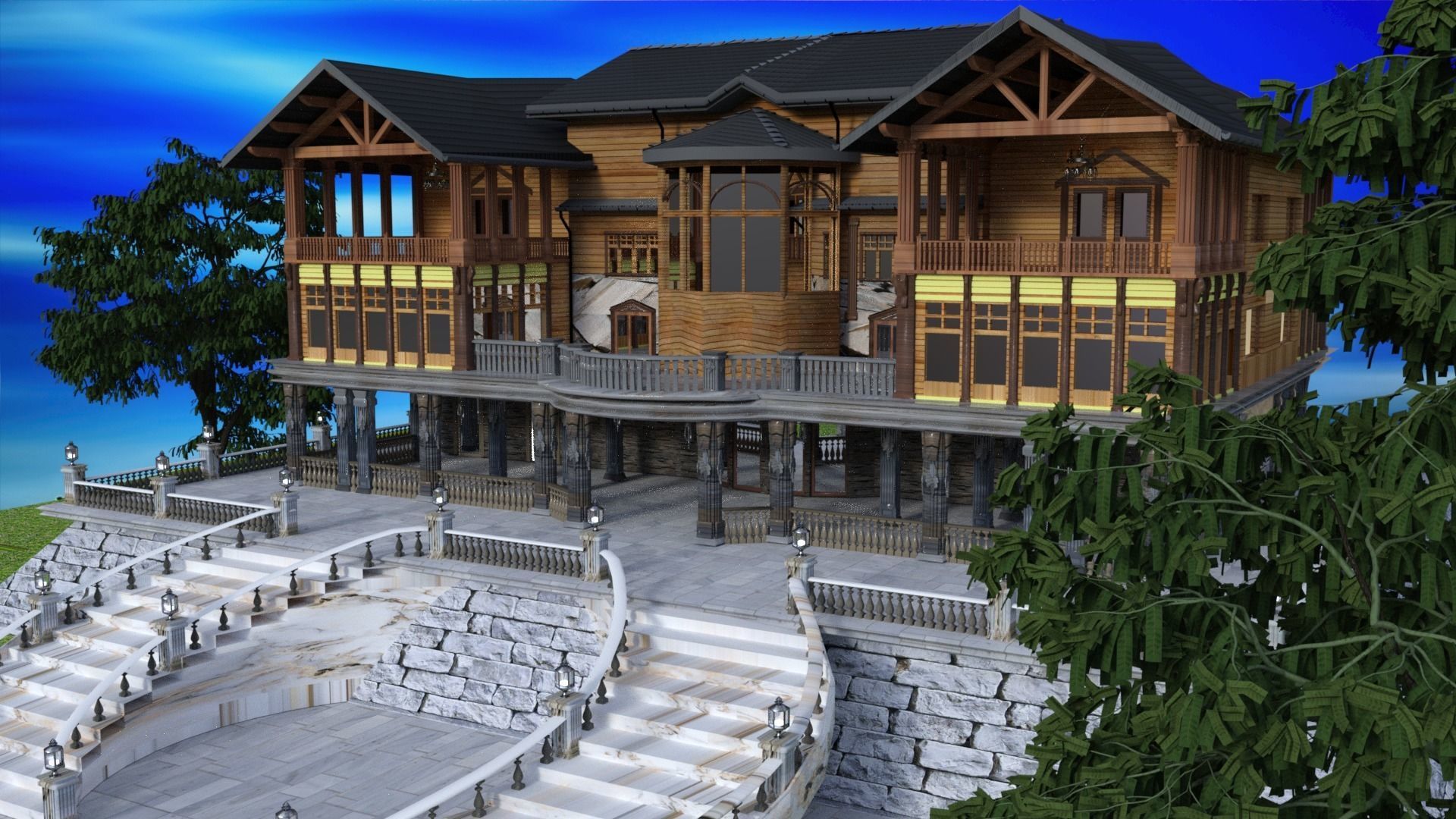 Wooden Villa 3D model | CGTrader