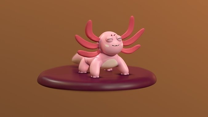 Axolotl cute amphibian statue 3D model 3D printable | CGTrader