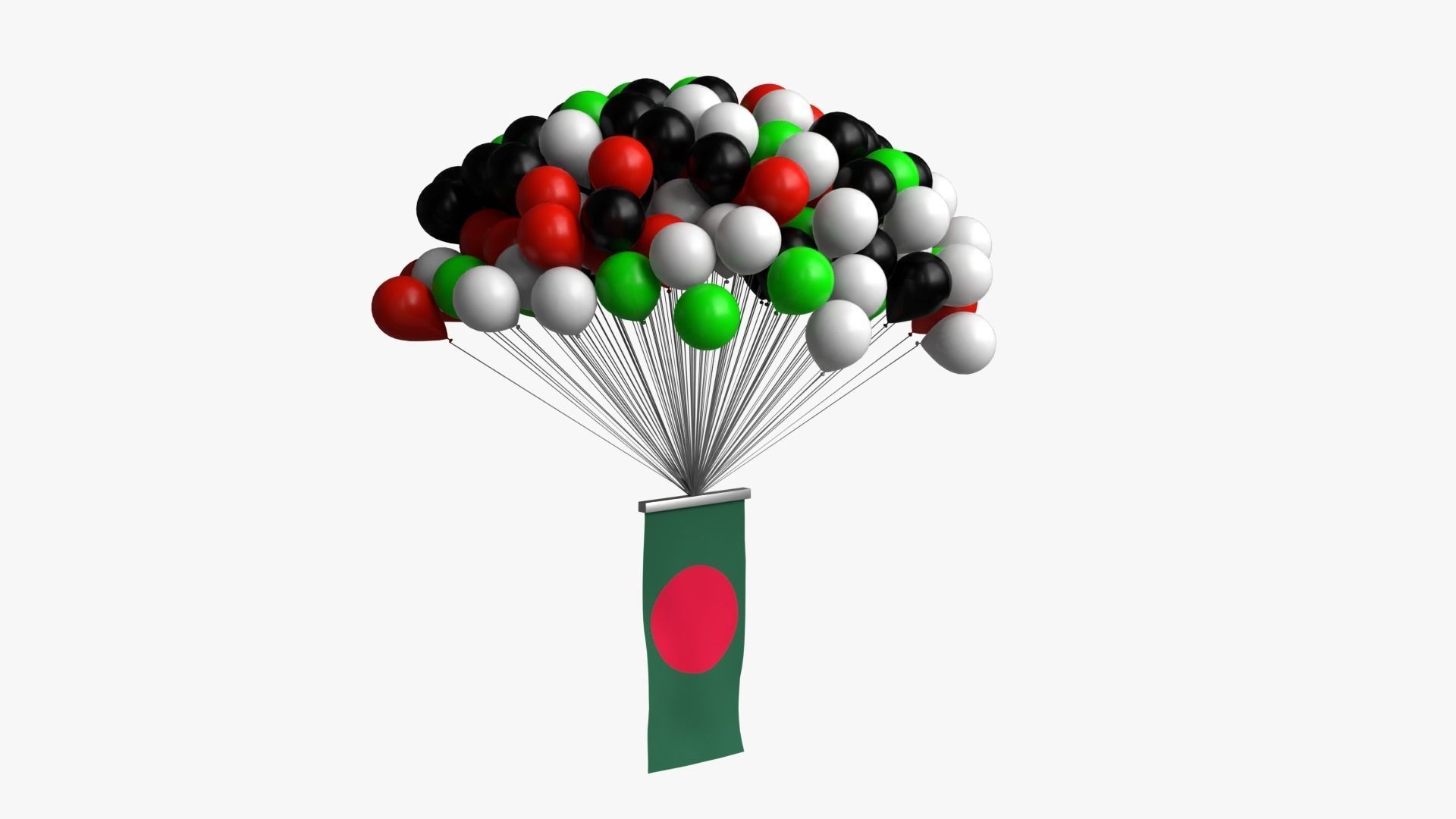 Balloon and flag animated 3D model animated | CGTrader