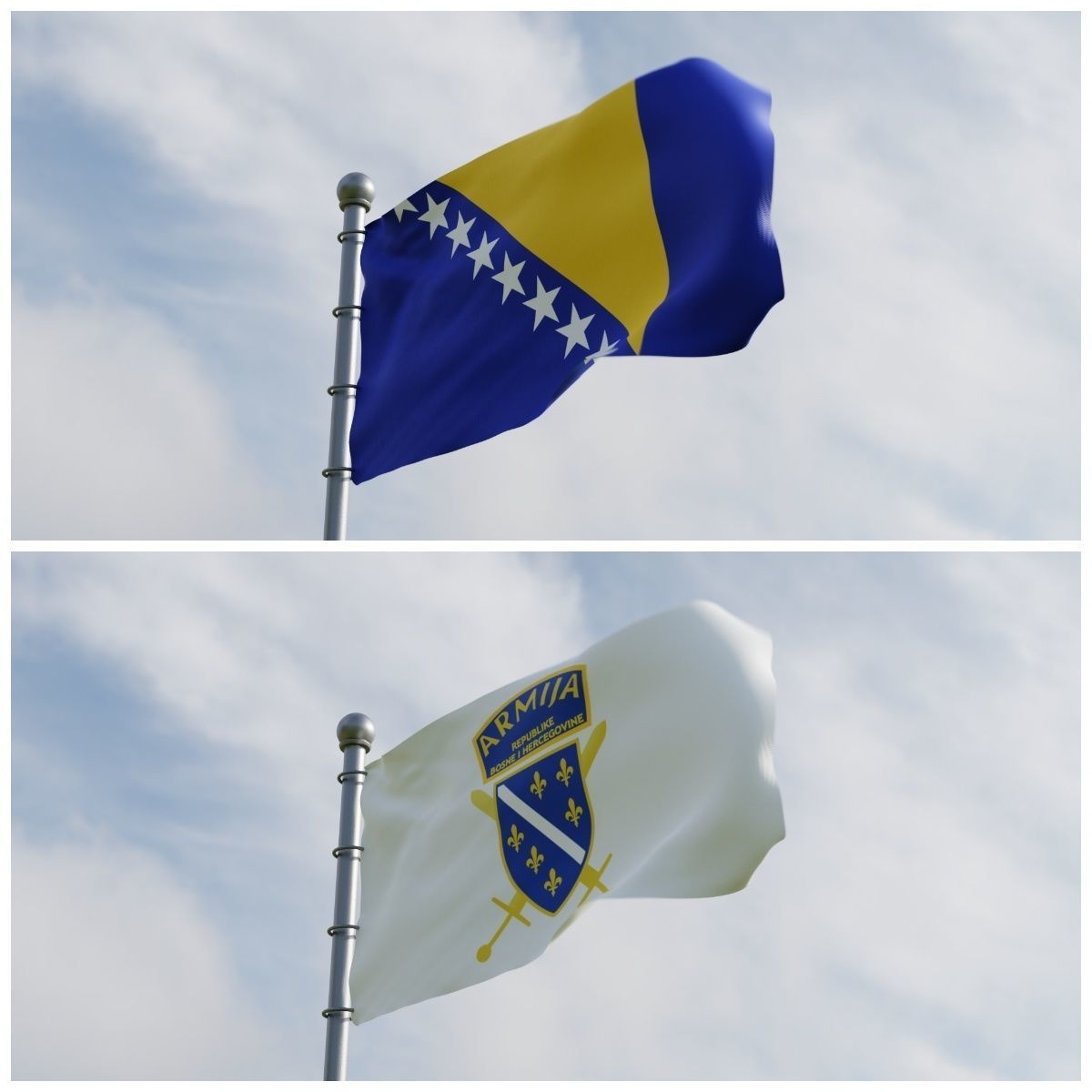 Animated Bosnia and Herzegovina Flags 3D model animated | CGTrader