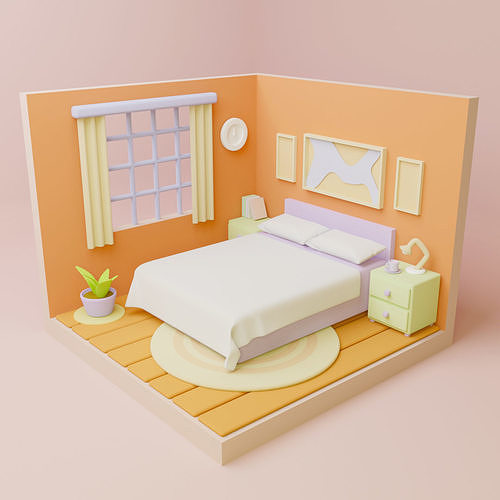 Isometric Toon Room 3D model | CGTrader