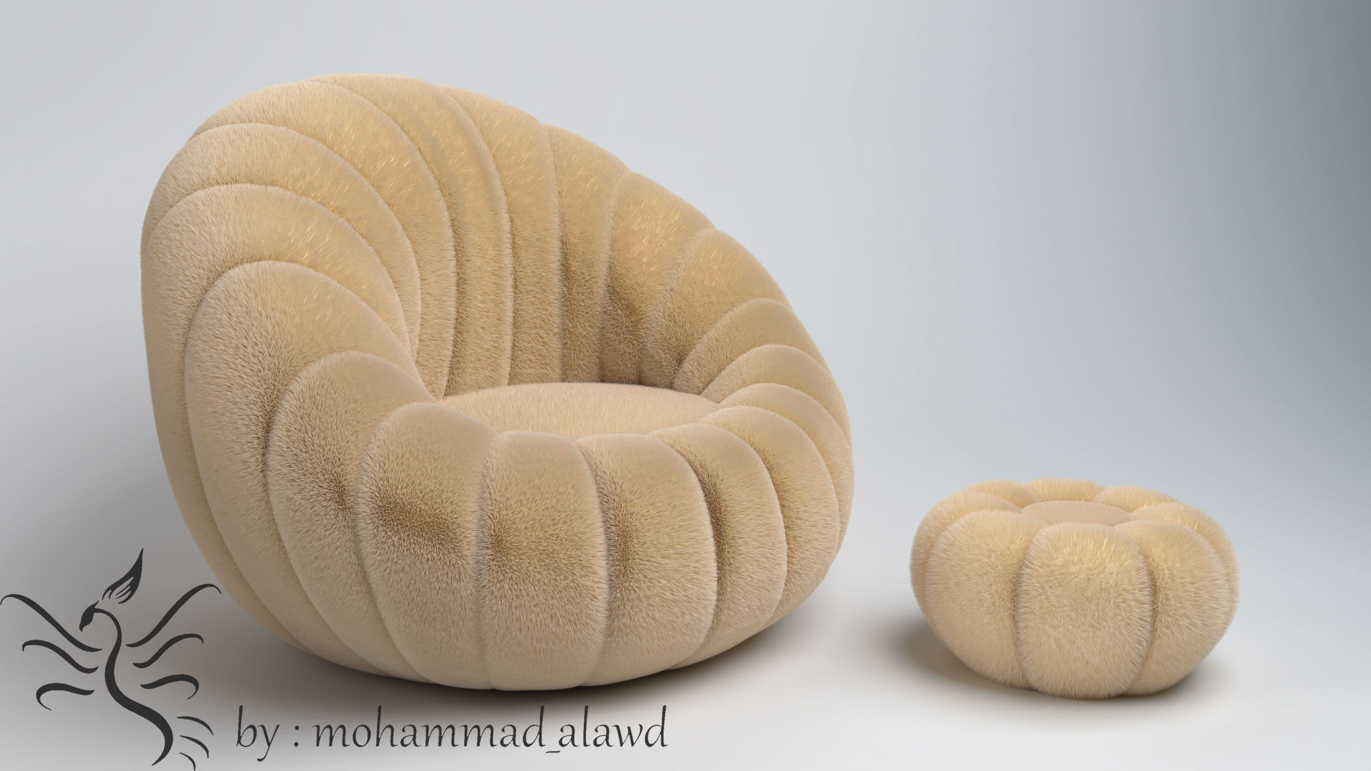 3D model Aesthetic Cream Cloud Chair VR / AR / low-poly | CGTrader