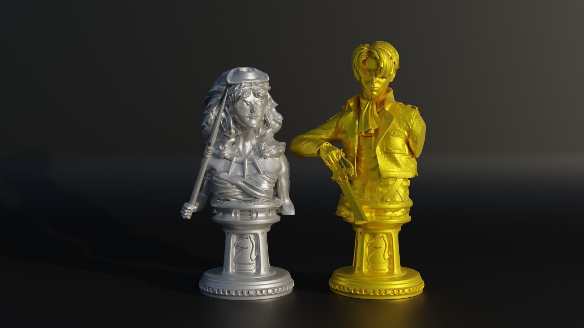 Anime Figure Chess Set - Popular 19 Different Anime Character 3D model ...