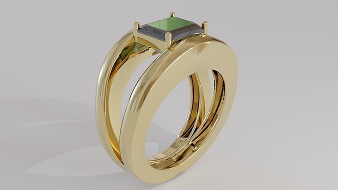 Big emerald ring 3D model 3D printable | CGTrader
