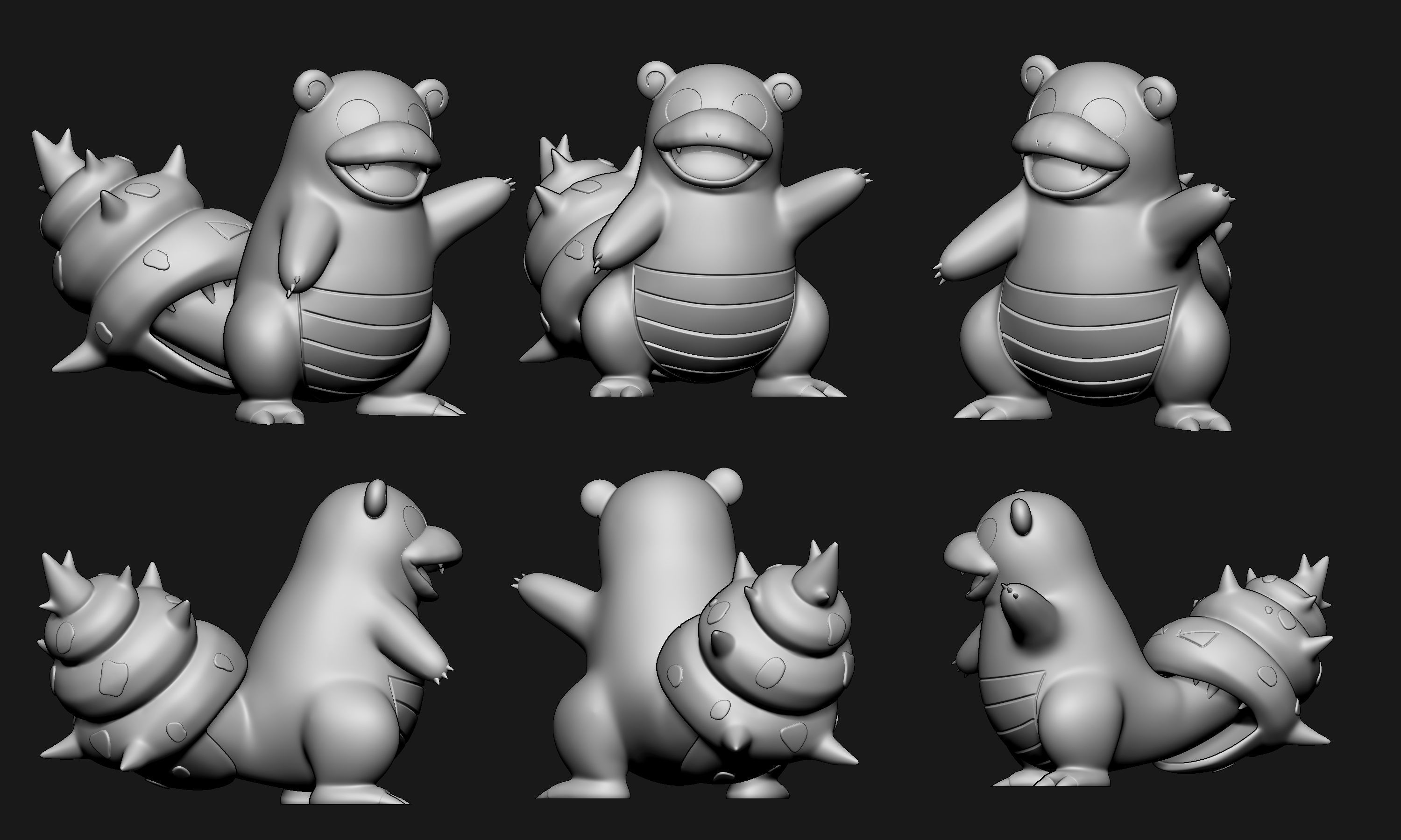 Pokemon - Slowpoke Slowbro and Slowking with 2 poses 3D model 3D ...