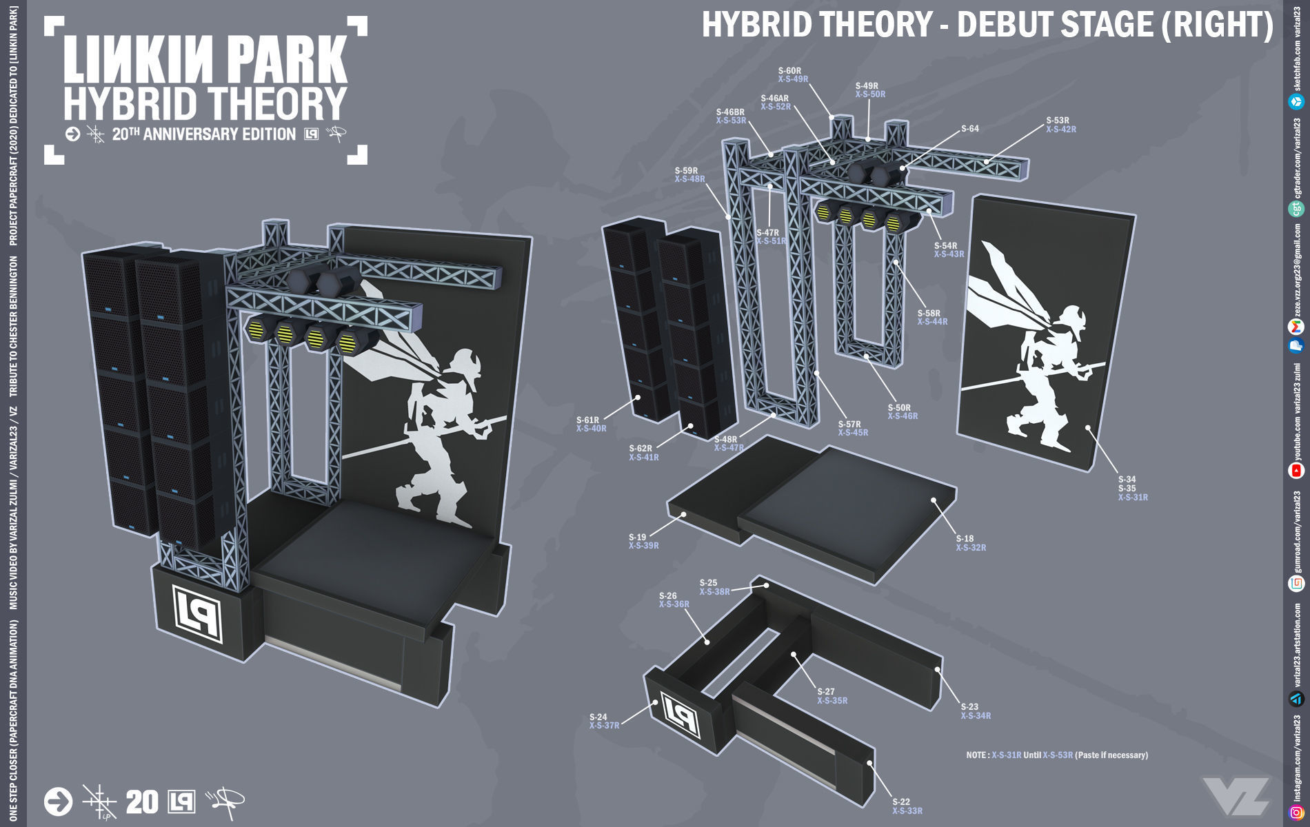 3D model 3D LINKIN PARK - HYBRID THEORY 20 - Bonus File Papercraft VR ...
