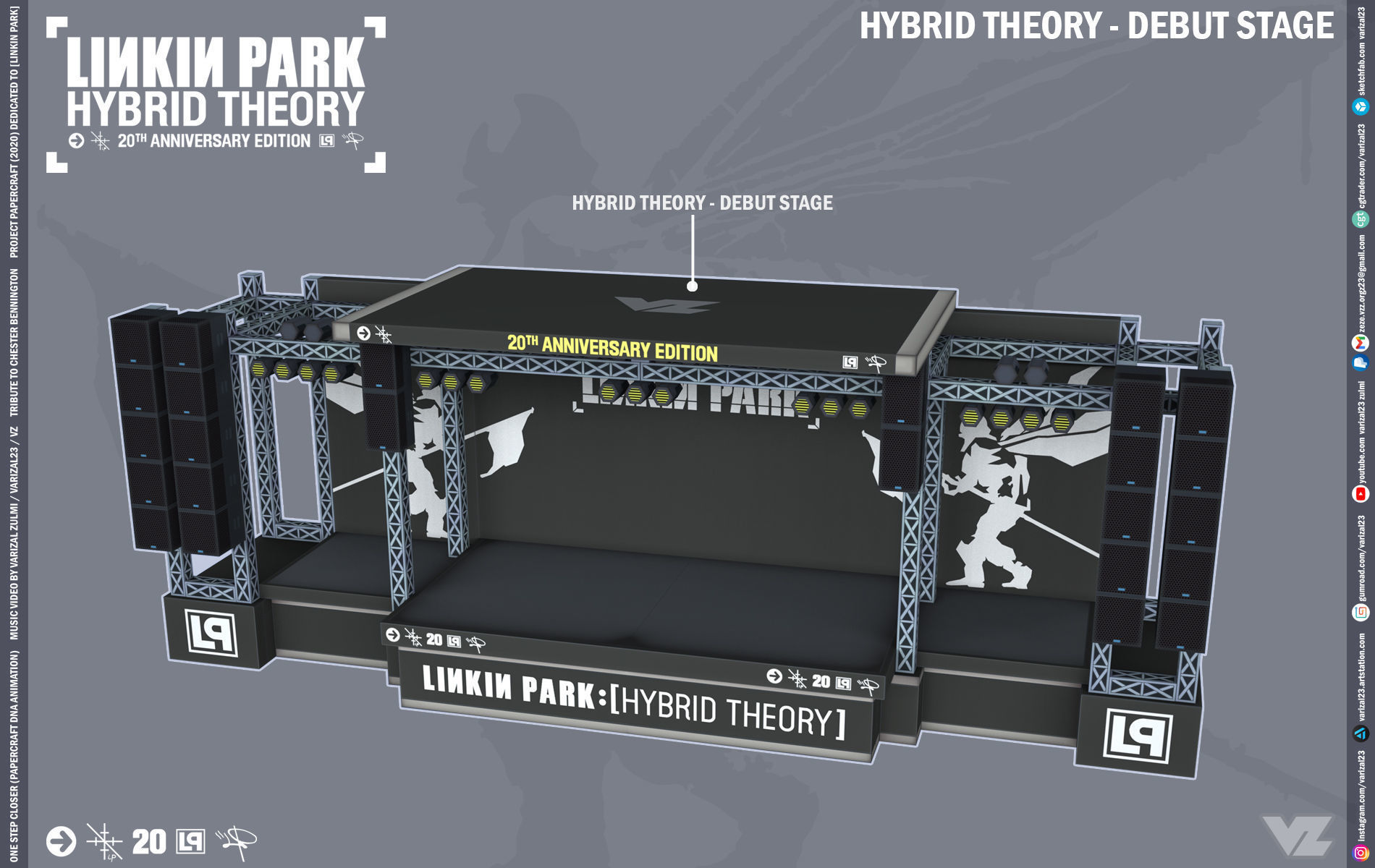 3D model 3D LINKIN PARK - HYBRID THEORY 20 - Bonus File Papercraft VR ...