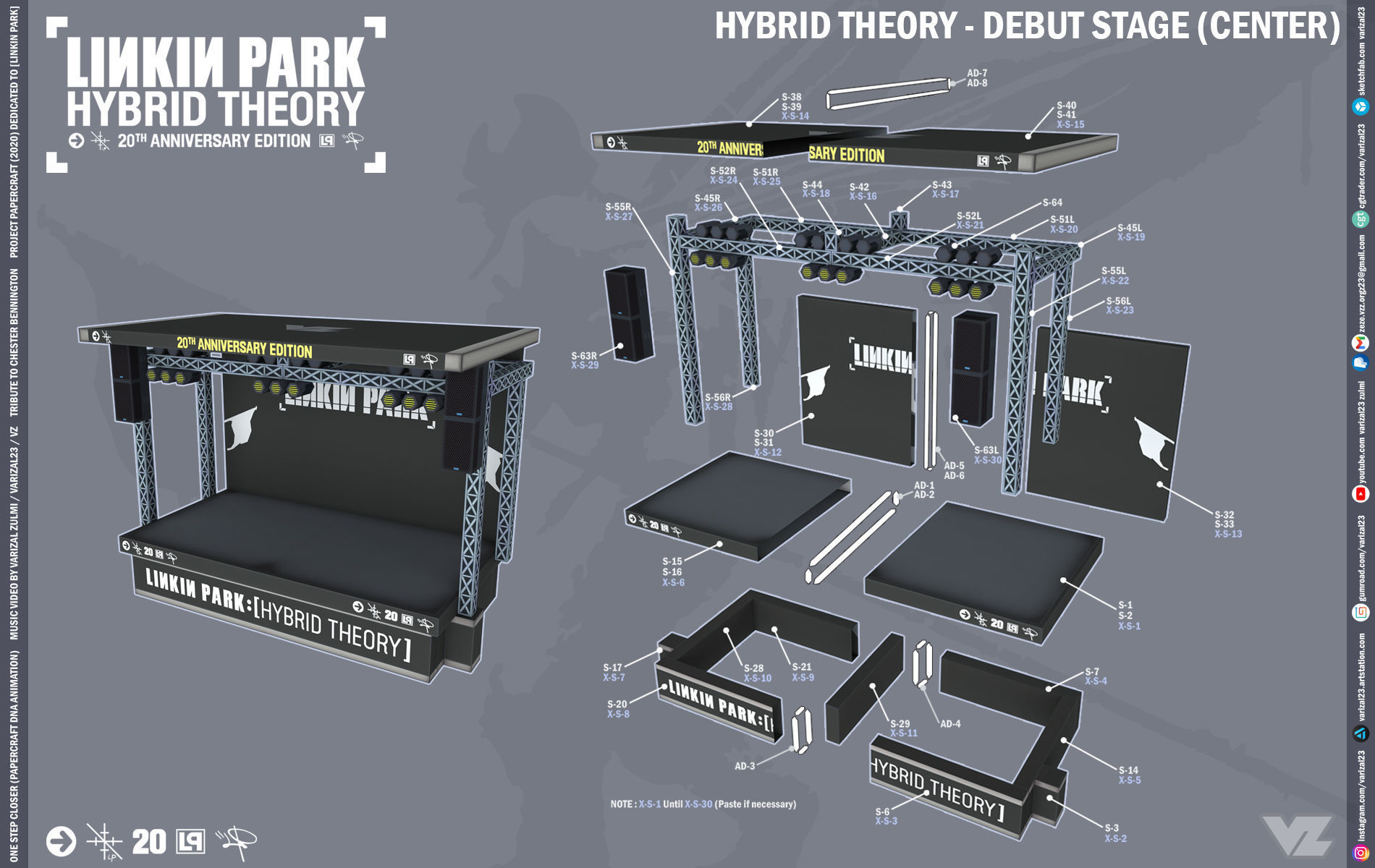 3D model 3D LINKIN PARK - HYBRID THEORY 20 - Bonus File Papercraft VR ...