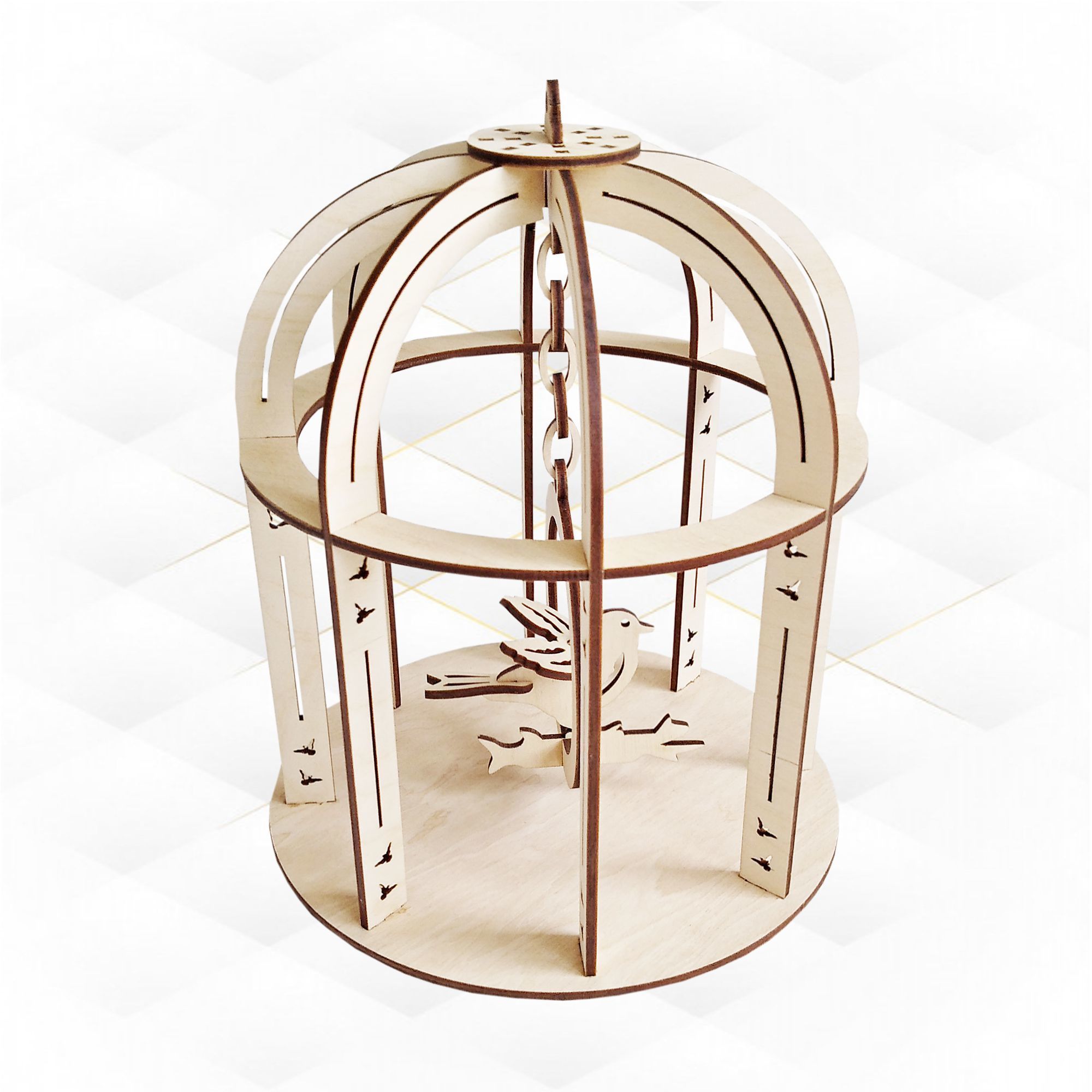 Decorative bird cage vector drawings for laser machine 3D model 3D ...