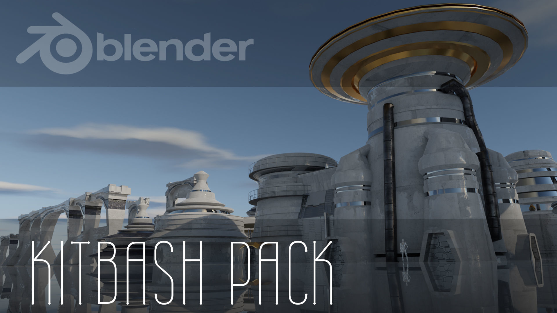 3D model Kitbash pack - Ancient sci-fi city - Blender VR / AR / low-poly | CGTrader