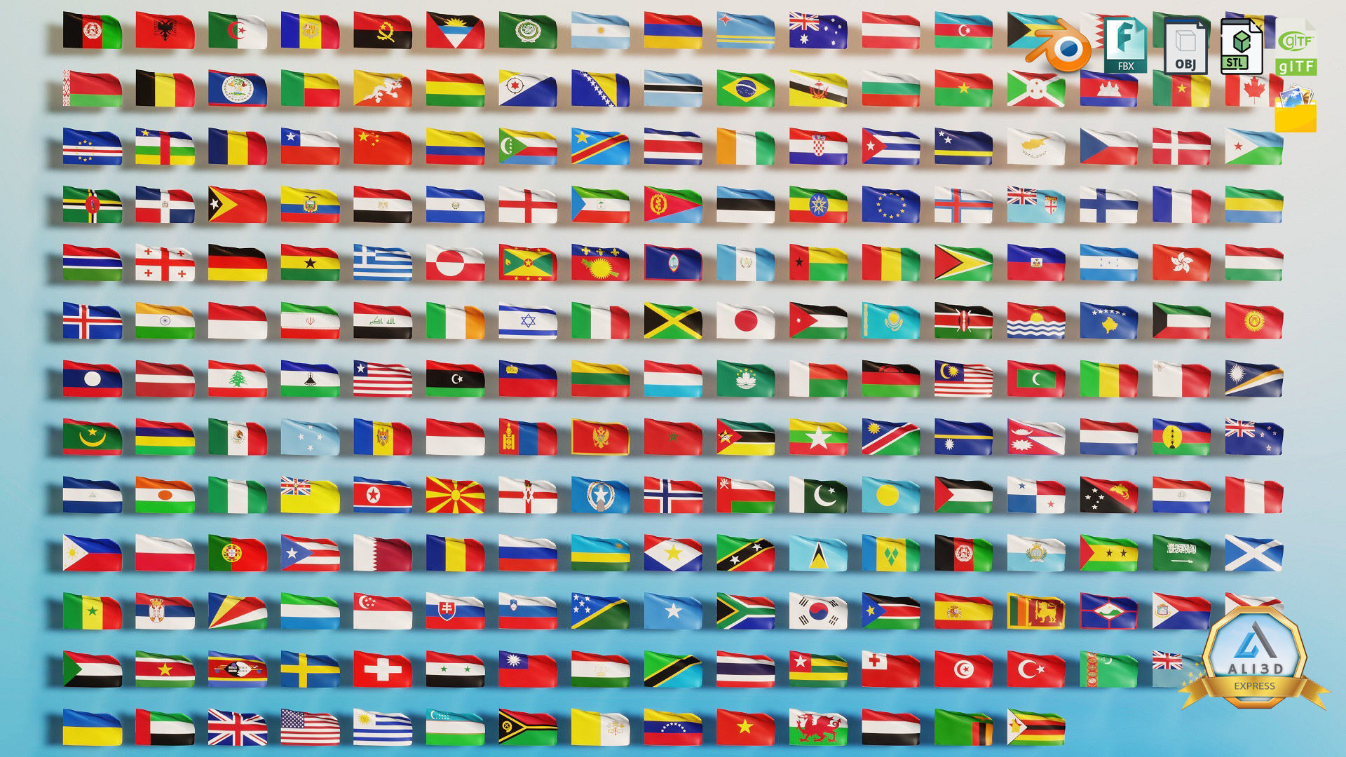 3D model Animated Flags of all countries and regions - World Flags VR ...