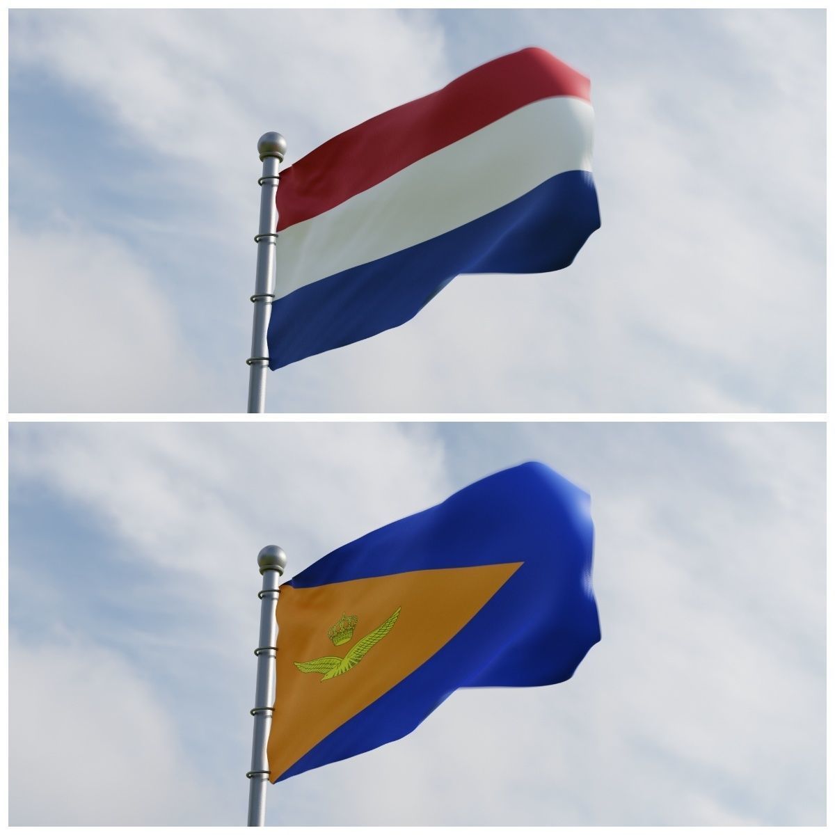 Animated Netherlands Flags 3D model animated | CGTrader