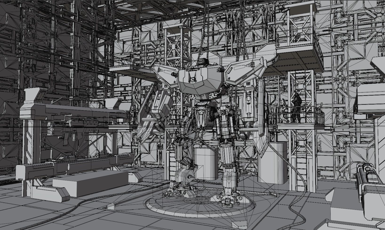 3D model Sci Fi Mech Hangar VR / AR / low-poly | CGTrader