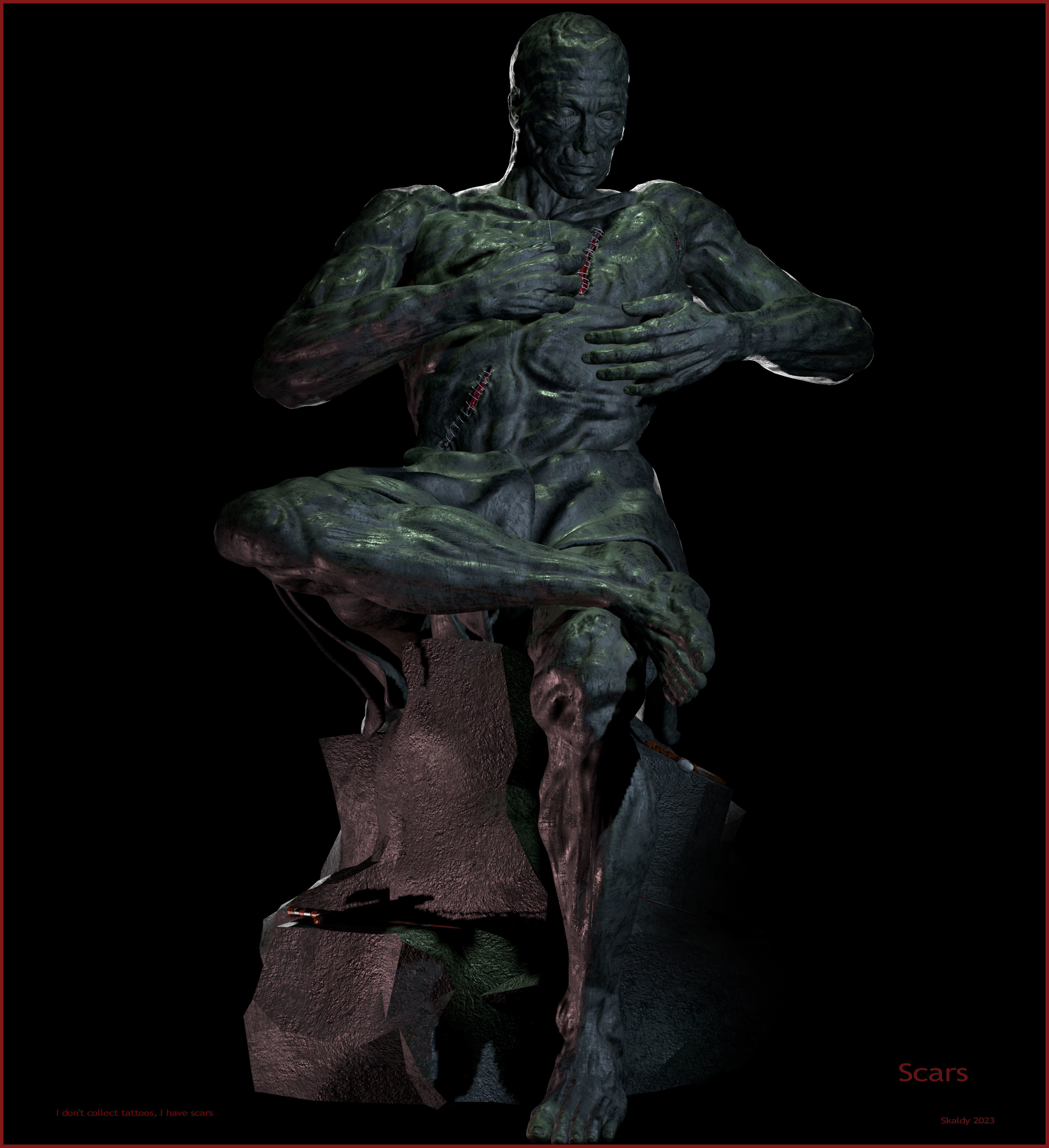 Scars statue of man on rock 3D model | CGTrader