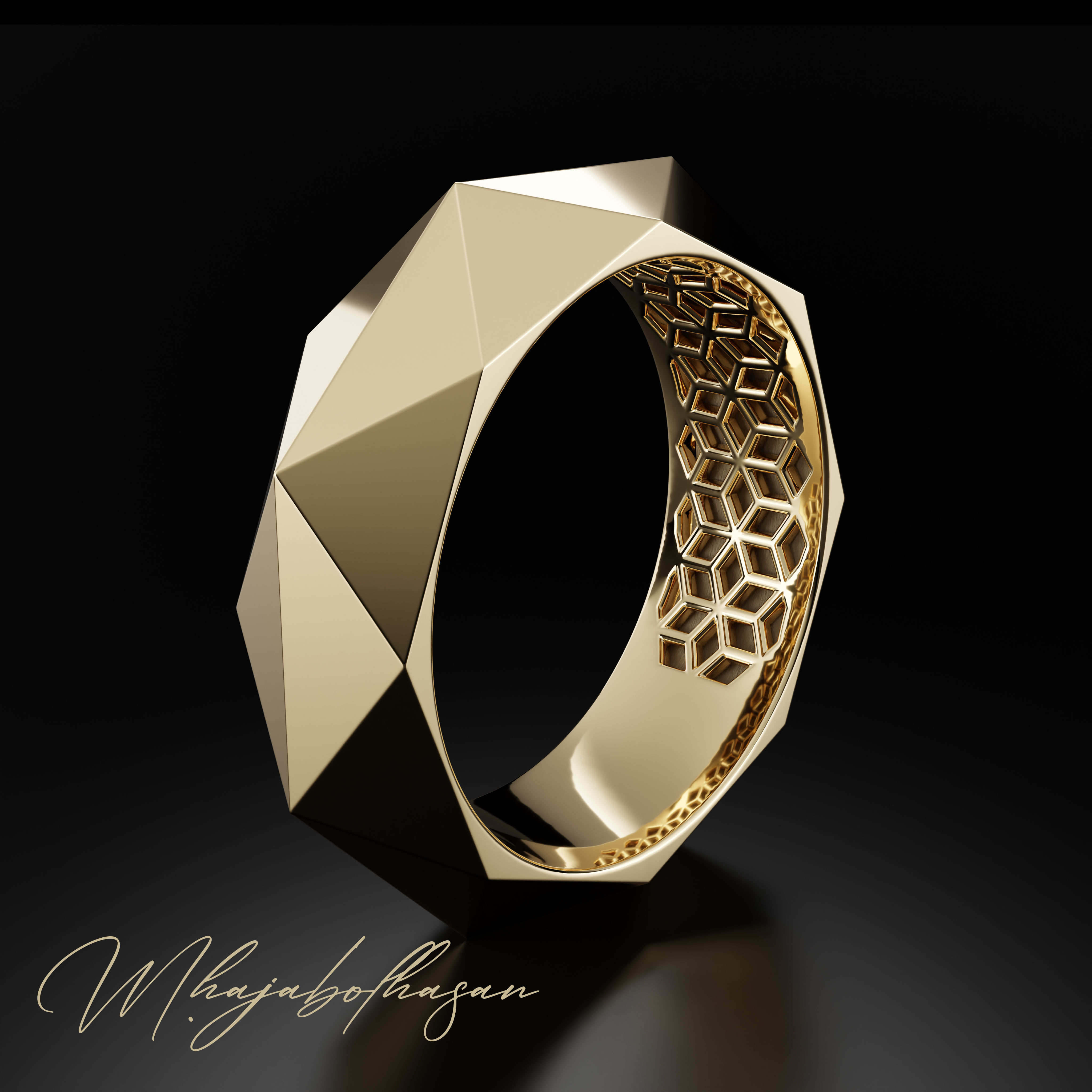 Facet gold ring 3D model 3D printable | CGTrader