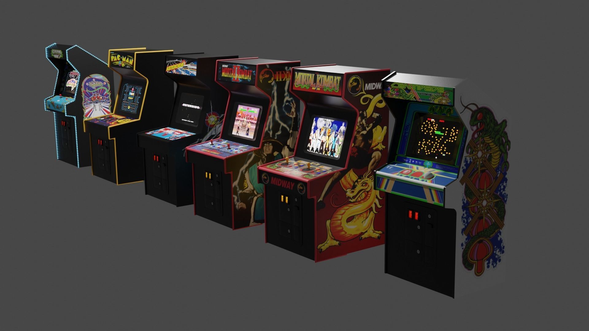Classic Arcade Machines Free - Made in Blender free 3D model | CGTrader