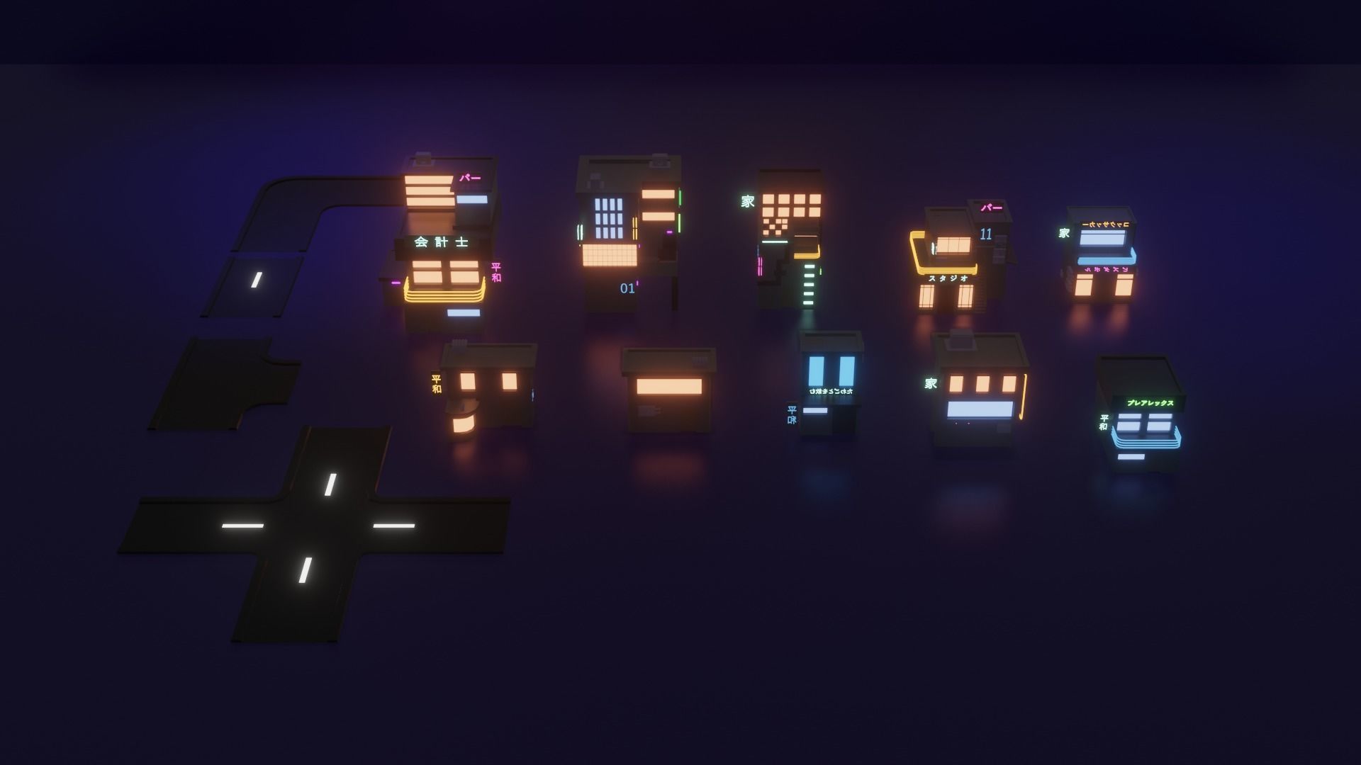 3D model Low-poly Cyberpunk city pack VR / AR / low-poly | CGTrader