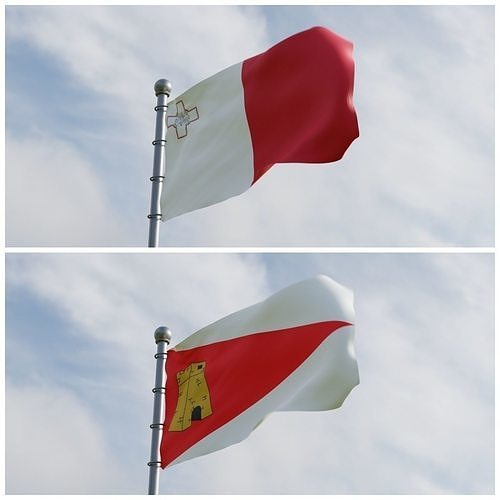 Animated Malta Flags 3D model animated | CGTrader
