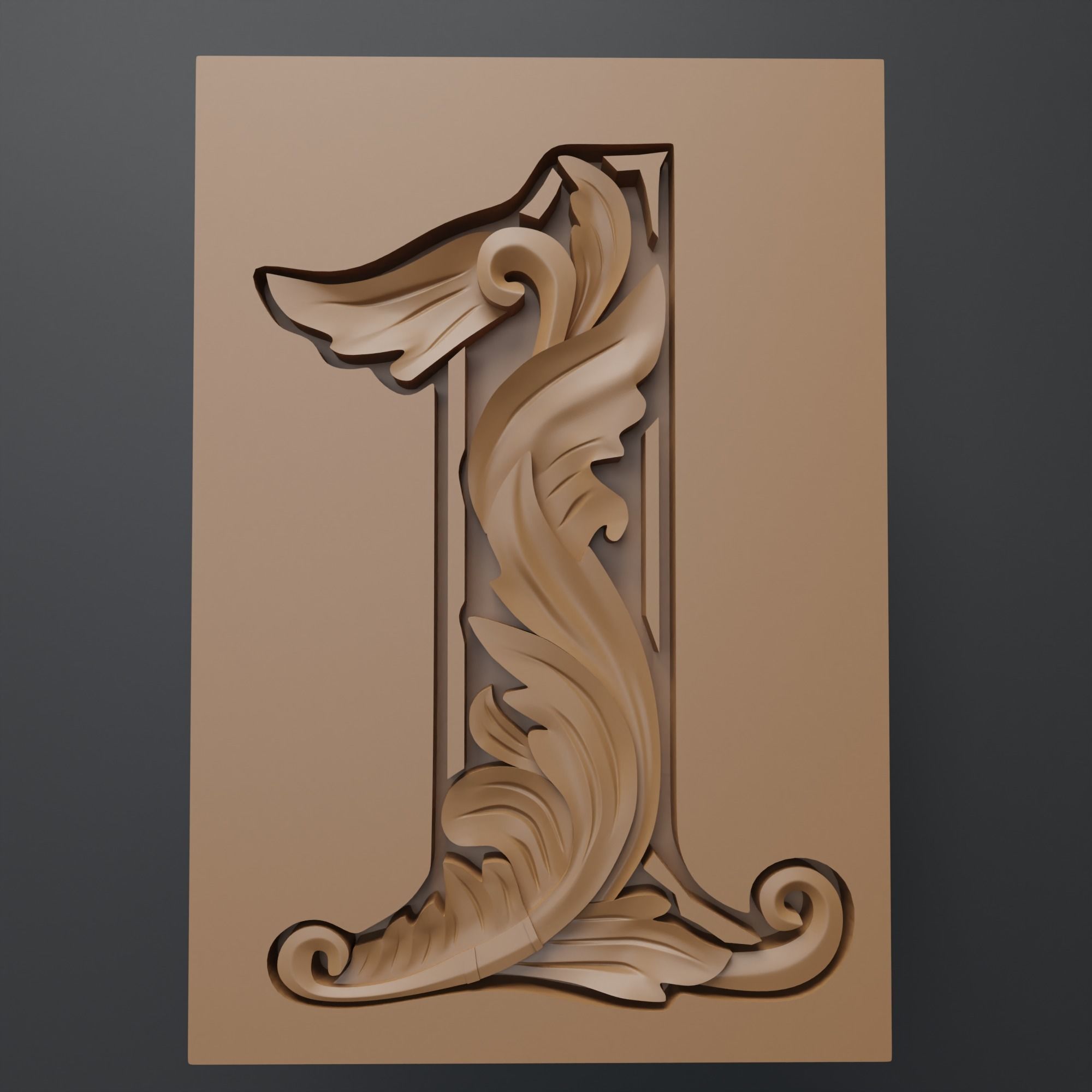 Decorative carved number 1 base mesh 3D model | CGTrader