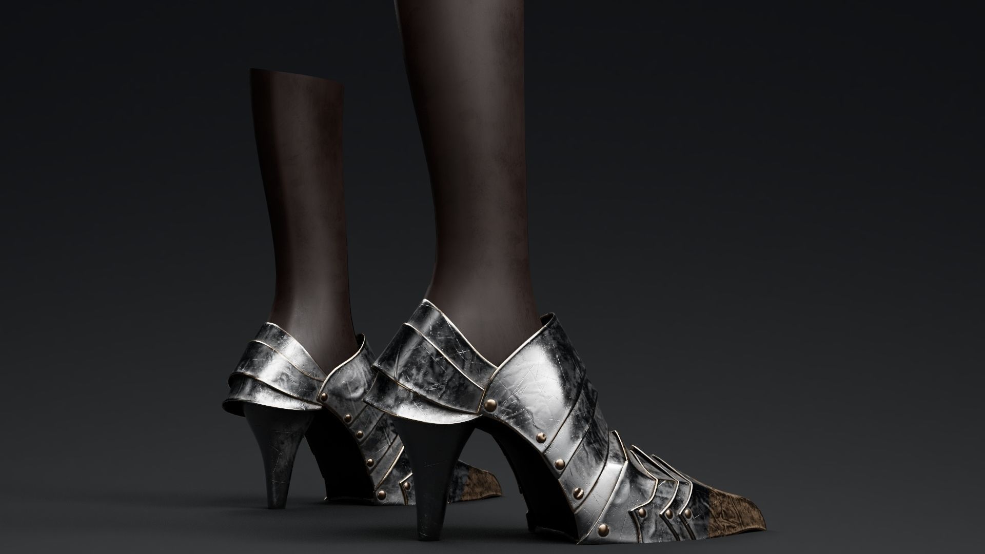 Female Knight Foot Armor MidPoly 3D model | CGTrader