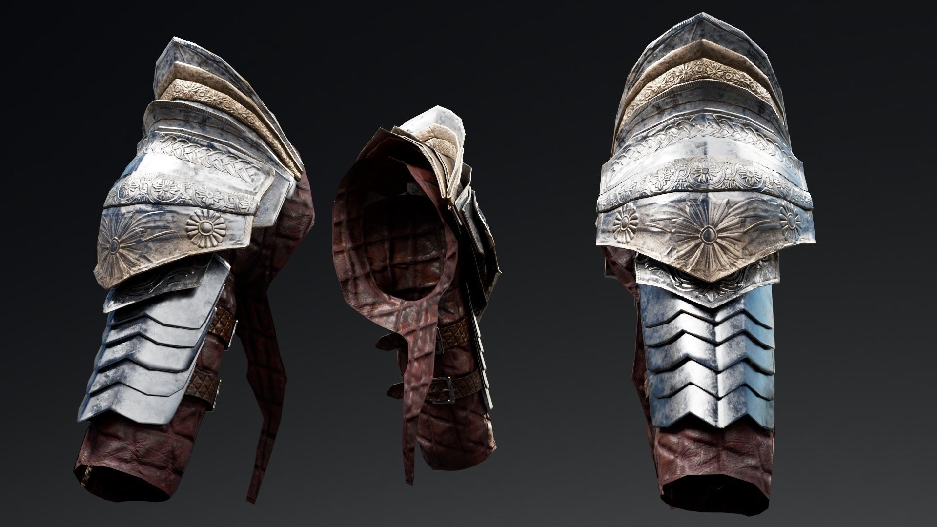 3D model Female Knight Shoulder Armor Set LowPoly VR / AR / low-poly ...