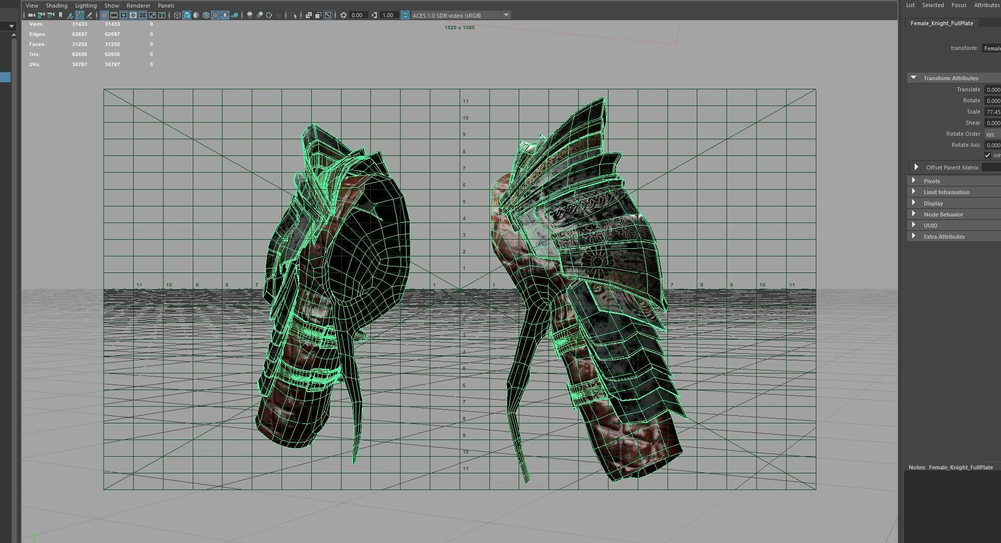 3D model Female Knight Shoulder Armor Set LowPoly VR / AR / low-poly ...