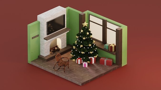 Xmas room isometric 3D model | CGTrader