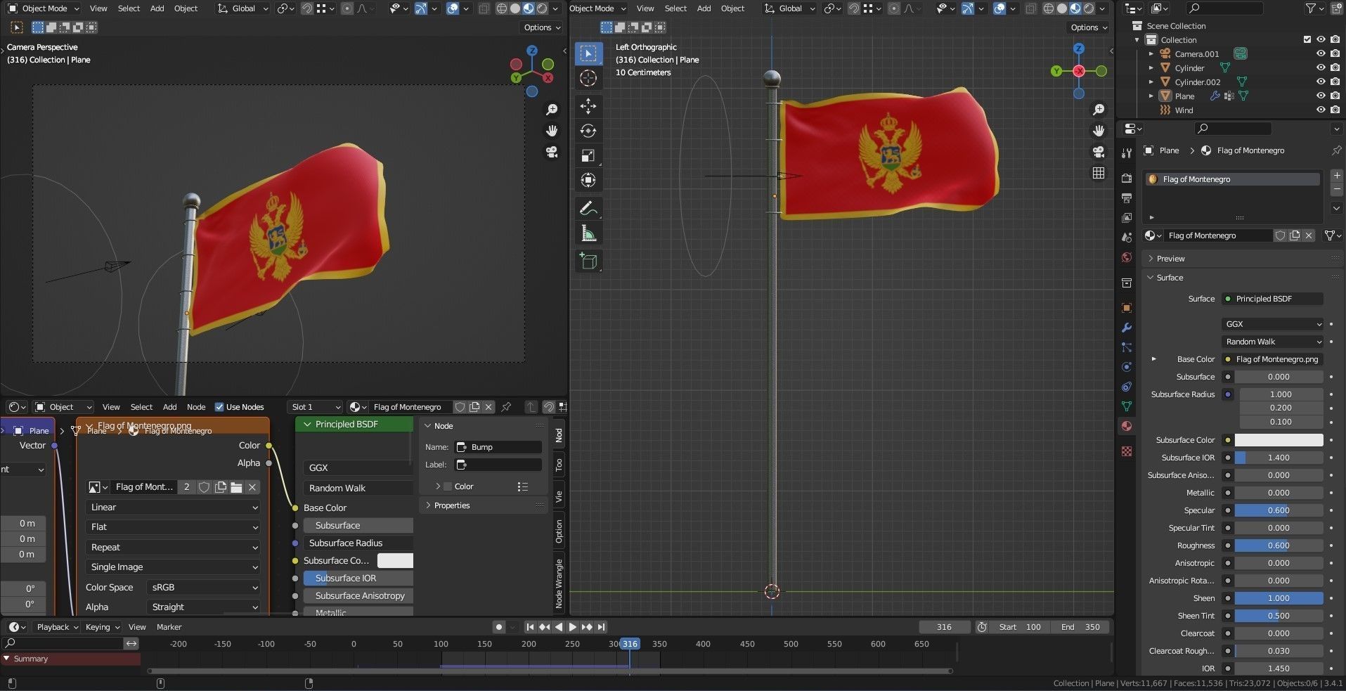 Animated Montenegro Flags 3D model animated | CGTrader