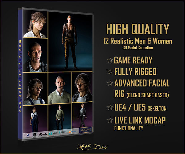 3D Model Collection 12 High Quality Realistic Men - Woman Characters ...