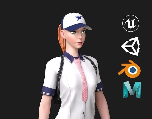 3D model Student Girl VR / AR / low-poly rigged | CGTrader