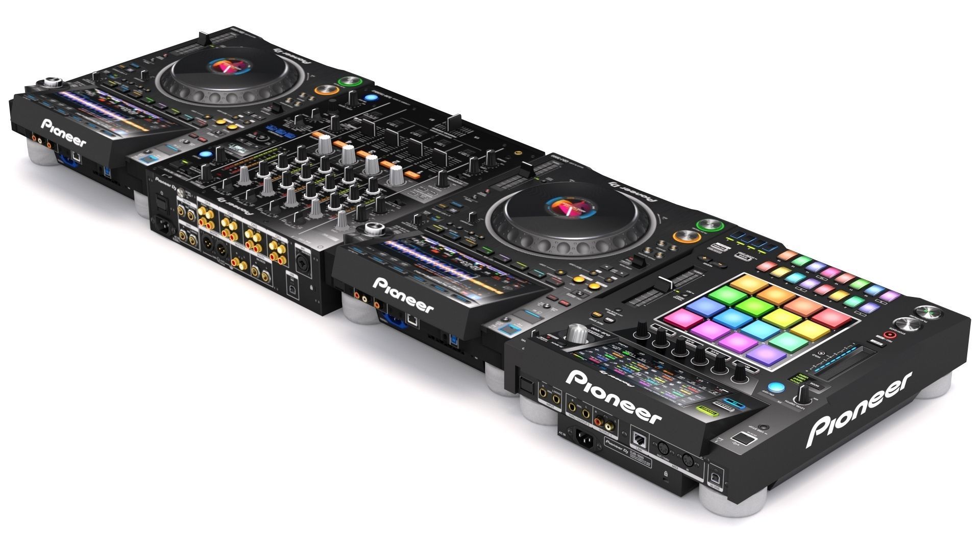 Pioneer DJ Set 5 DJS 1000 DJM0750 MK2 and CDJ 3000 Nexus 3D model ...