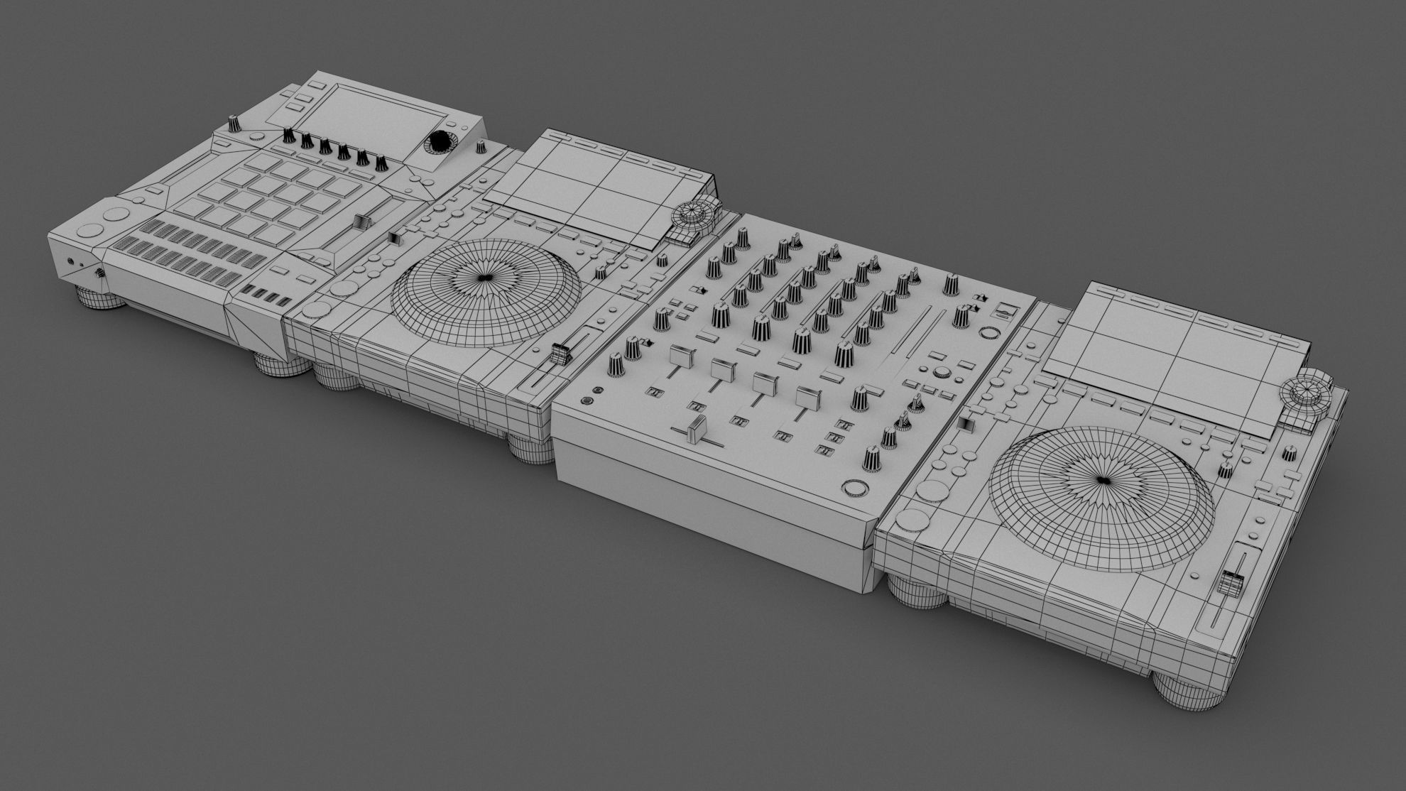 Pioneer DJ Set 5 DJS 1000 DJM0750 MK2 and CDJ 3000 Nexus 3D model ...
