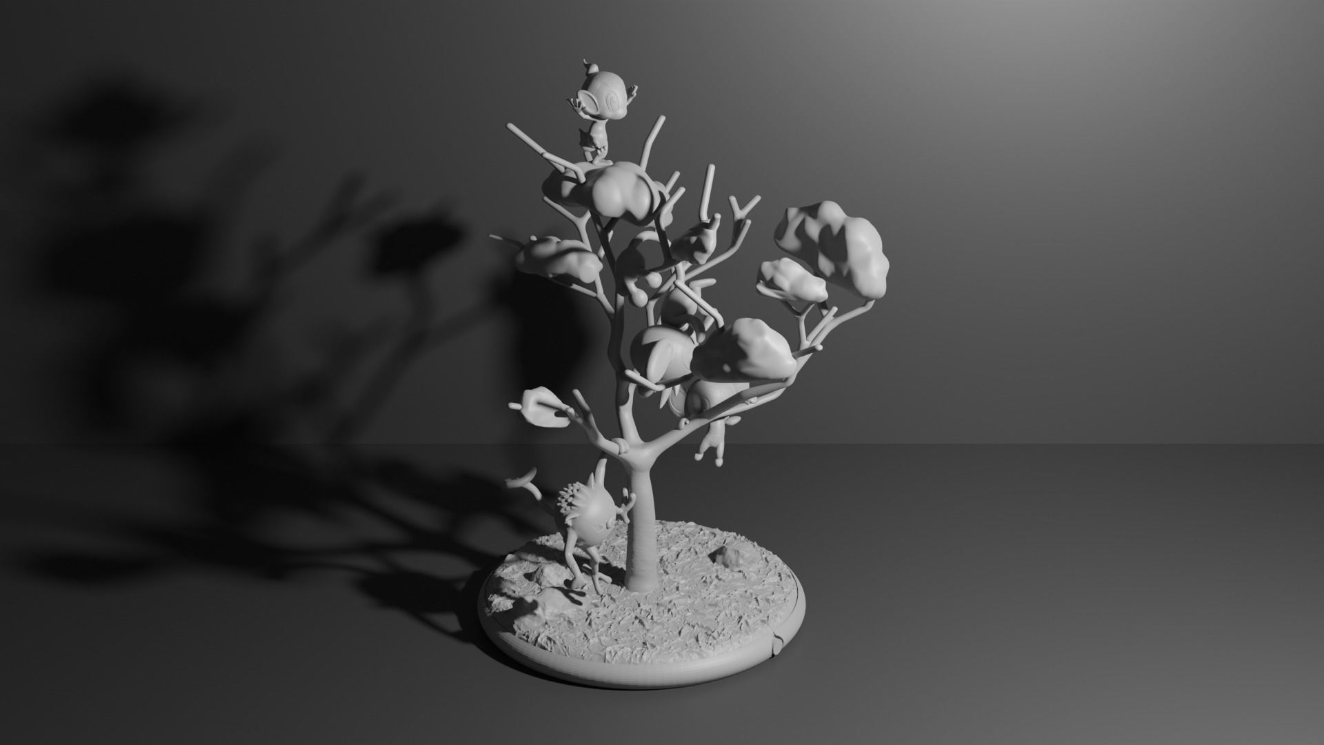 DIORAMA POKEMON MONKEYS PLAYING ON A TREE 3D PRINT MODEL 3D model 3D ...