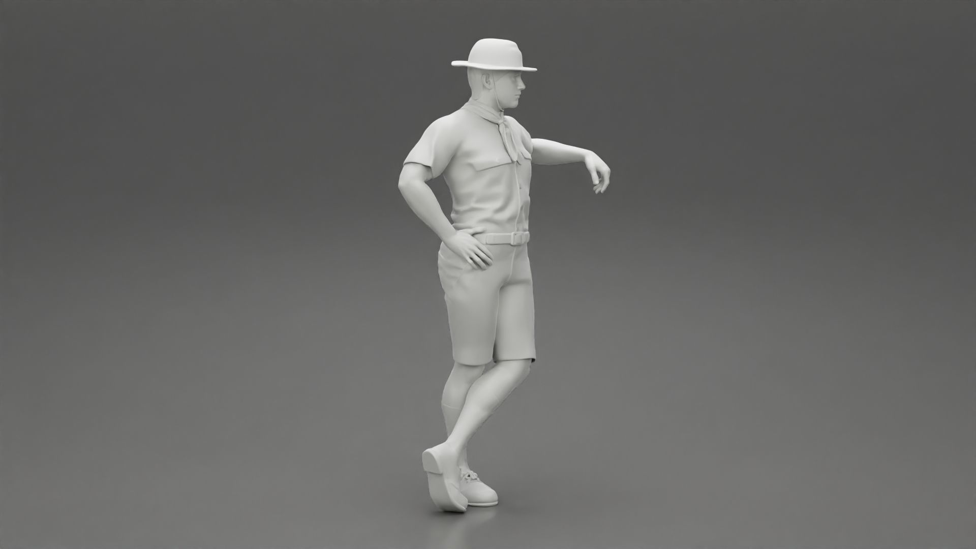 Boy scout standing at scout camp during their summer camp 3D model 3D ...