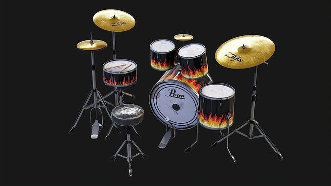 3D model DrumKit - Game ready props VR / AR / low-poly | CGTrader