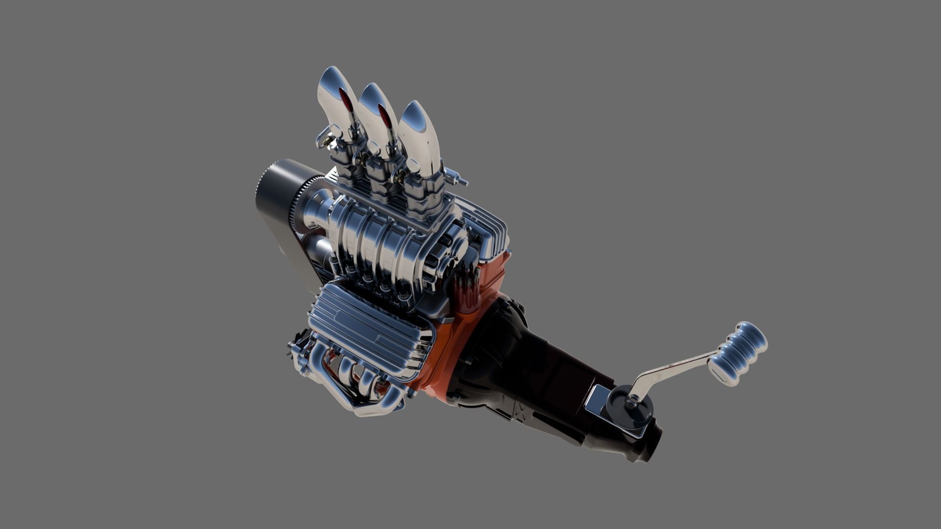 Cartoon V8 vintage engine 3D model | CGTrader