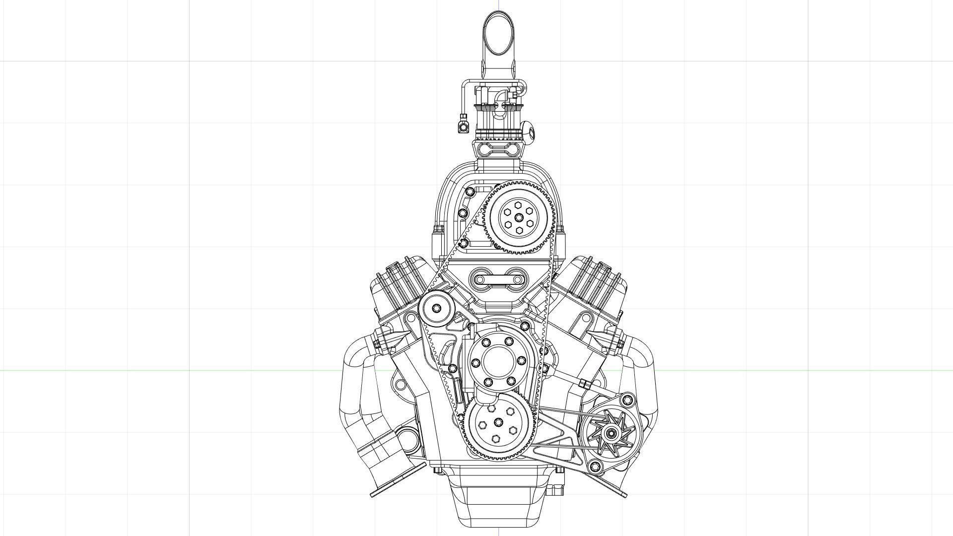 Cartoon V8 vintage engine 3D model | CGTrader