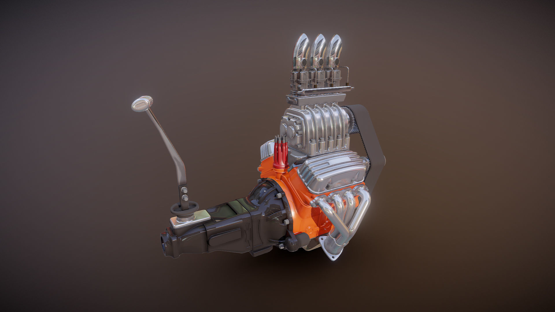 Cartoon V8 vintage engine 3D model | CGTrader