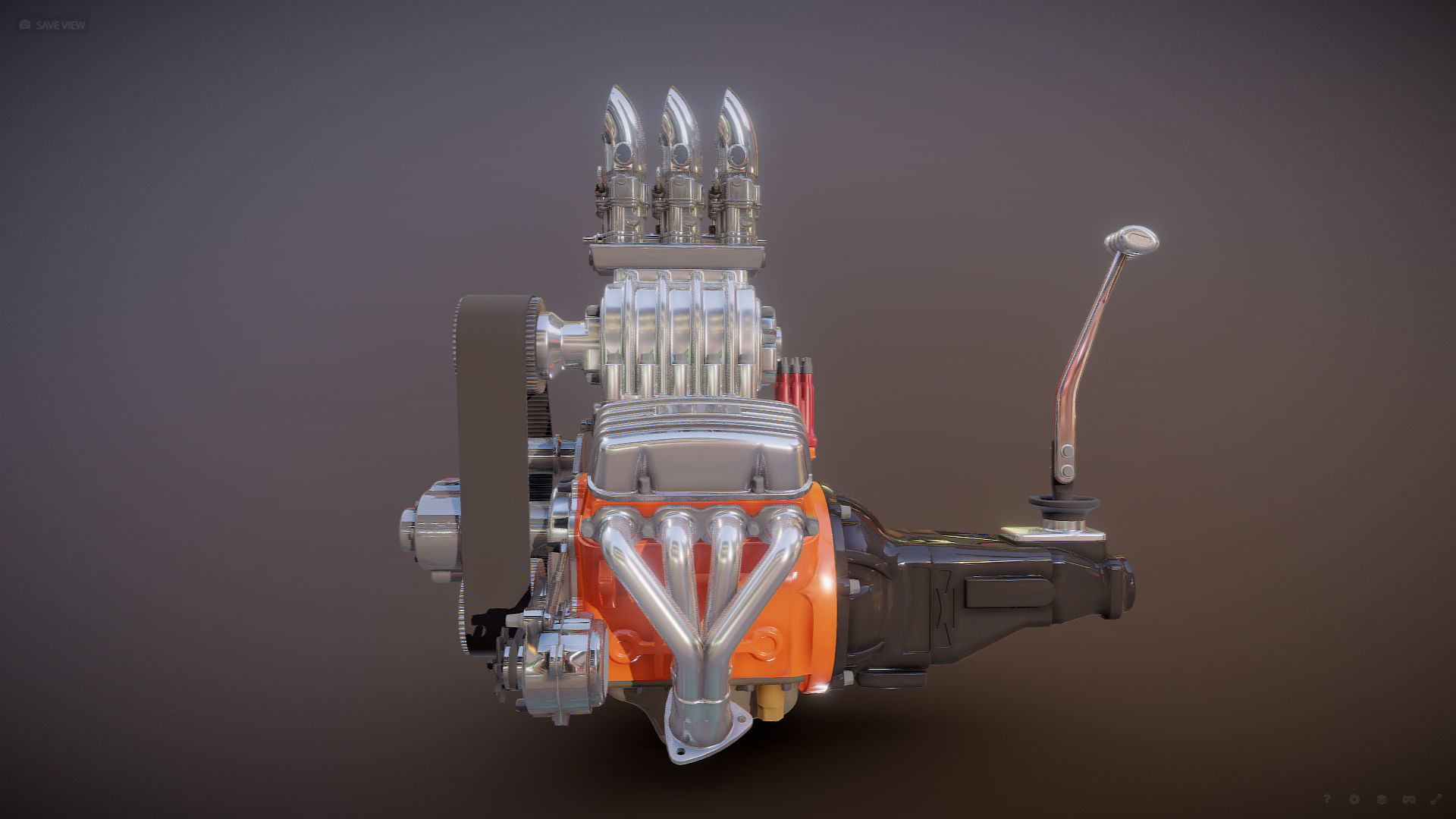 Cartoon V8 vintage engine 3D model | CGTrader