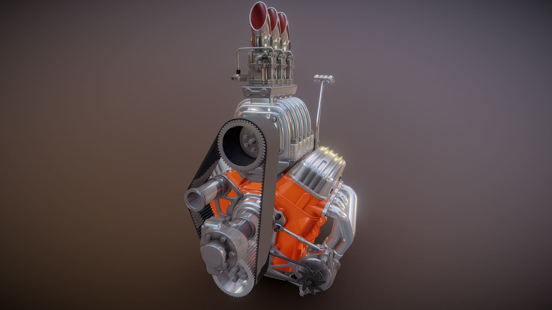 Cartoon V8 vintage engine 3D model | CGTrader