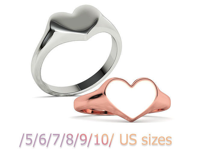 Childrens Girls Heart Signet Ring Baby ring 3dprint model 3D model 3D ...